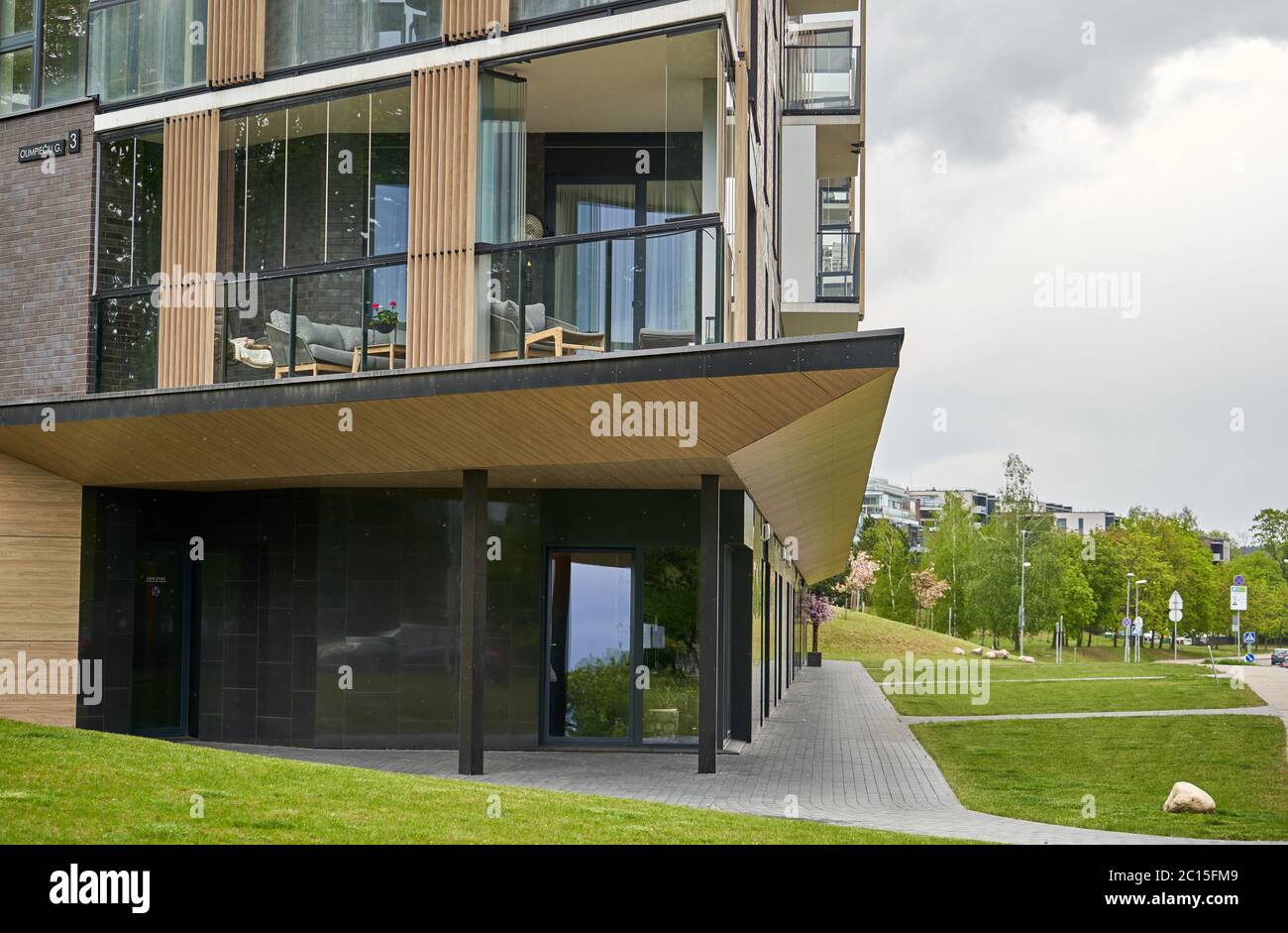 Modern house with a nice view in the park Stock Photo - Alamy