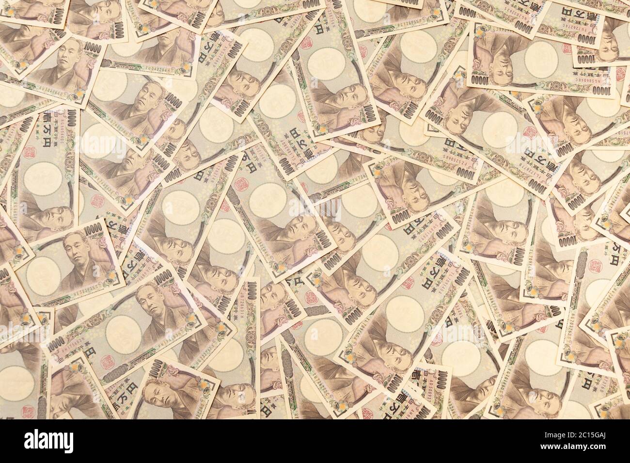 10,000 Yen Banknotes - Background with several banknotes of ten ...