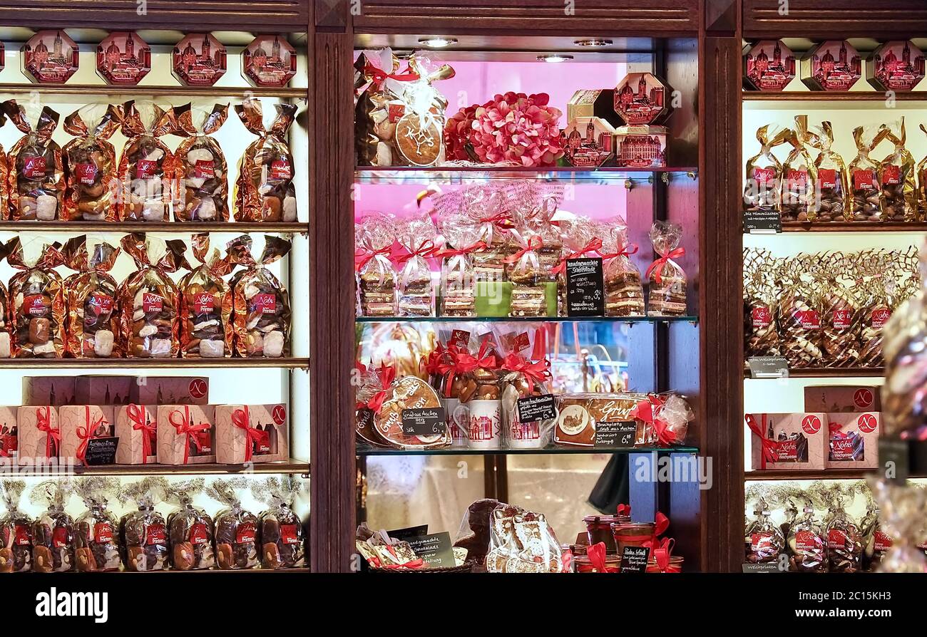 Gingerbread store in Aachen in Germany, famous sweets at christmas ...