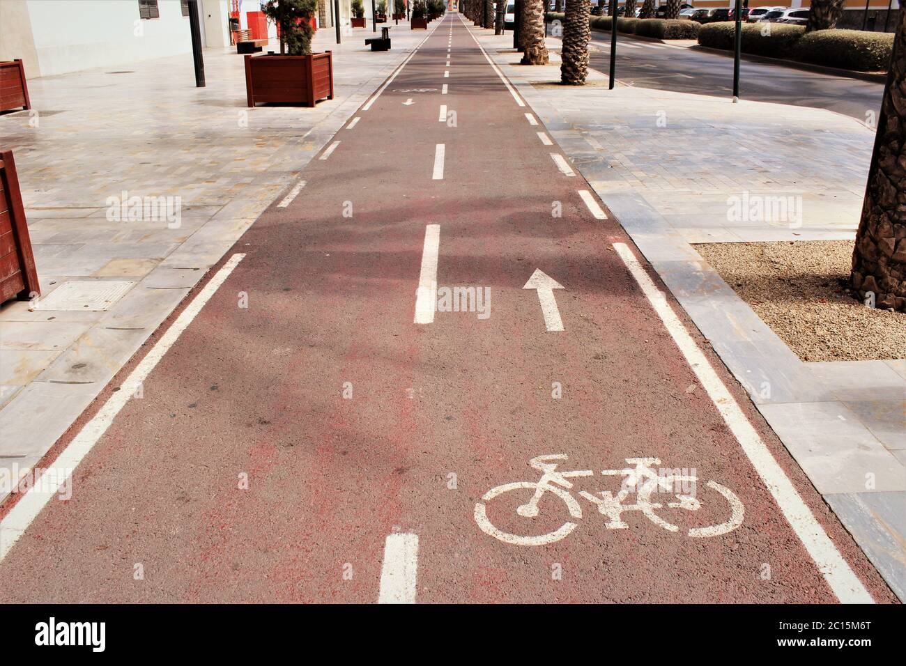 Empty bicycles lane on street Stock Photo - Alamy