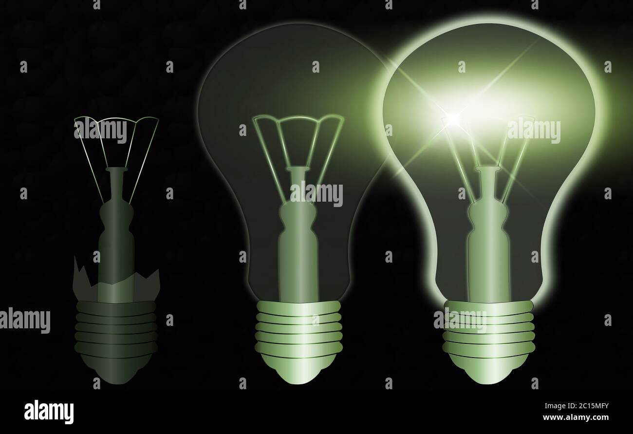 Realistic Colored Vintage Light Bulbs, Idea Sign Solution Thinking ...