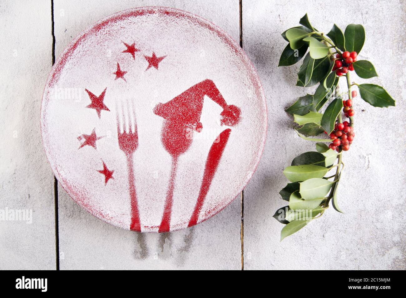 Christmas red plate Stock Photo - Alamy