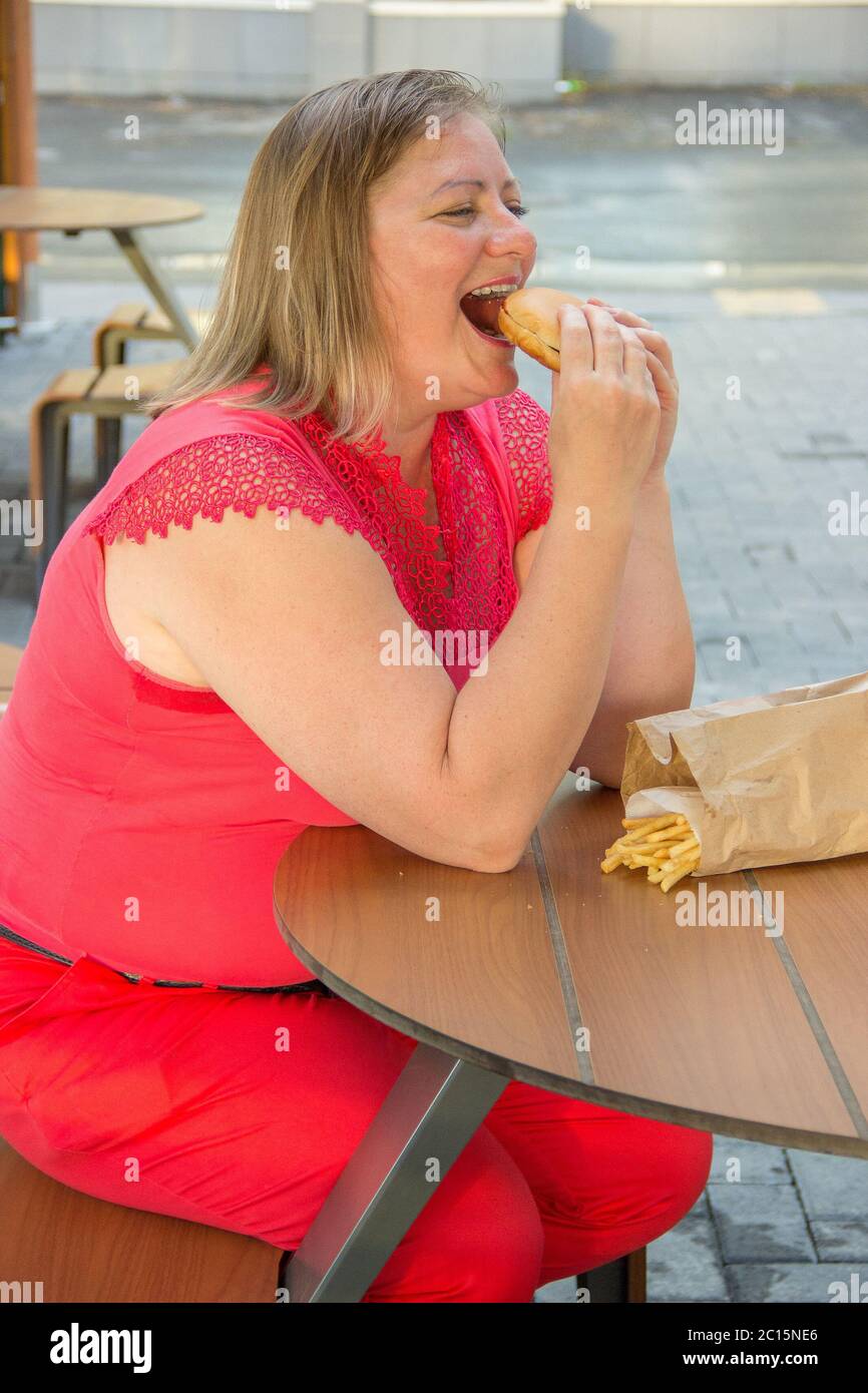 Fat Woman Eating Mcdonalds
