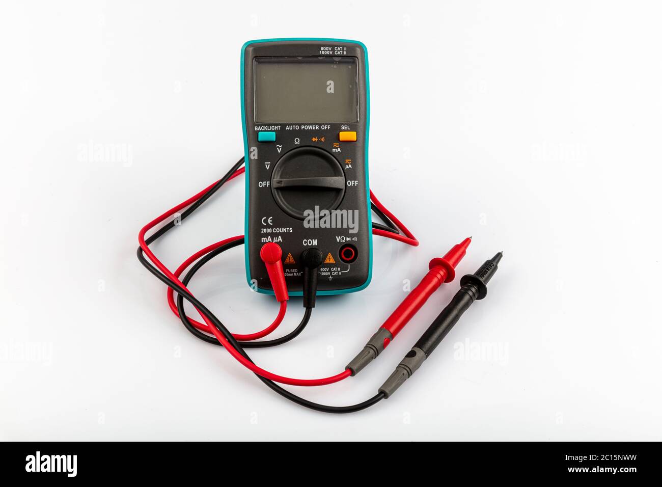 Digital multimeter. Object is isolated on white background without ...