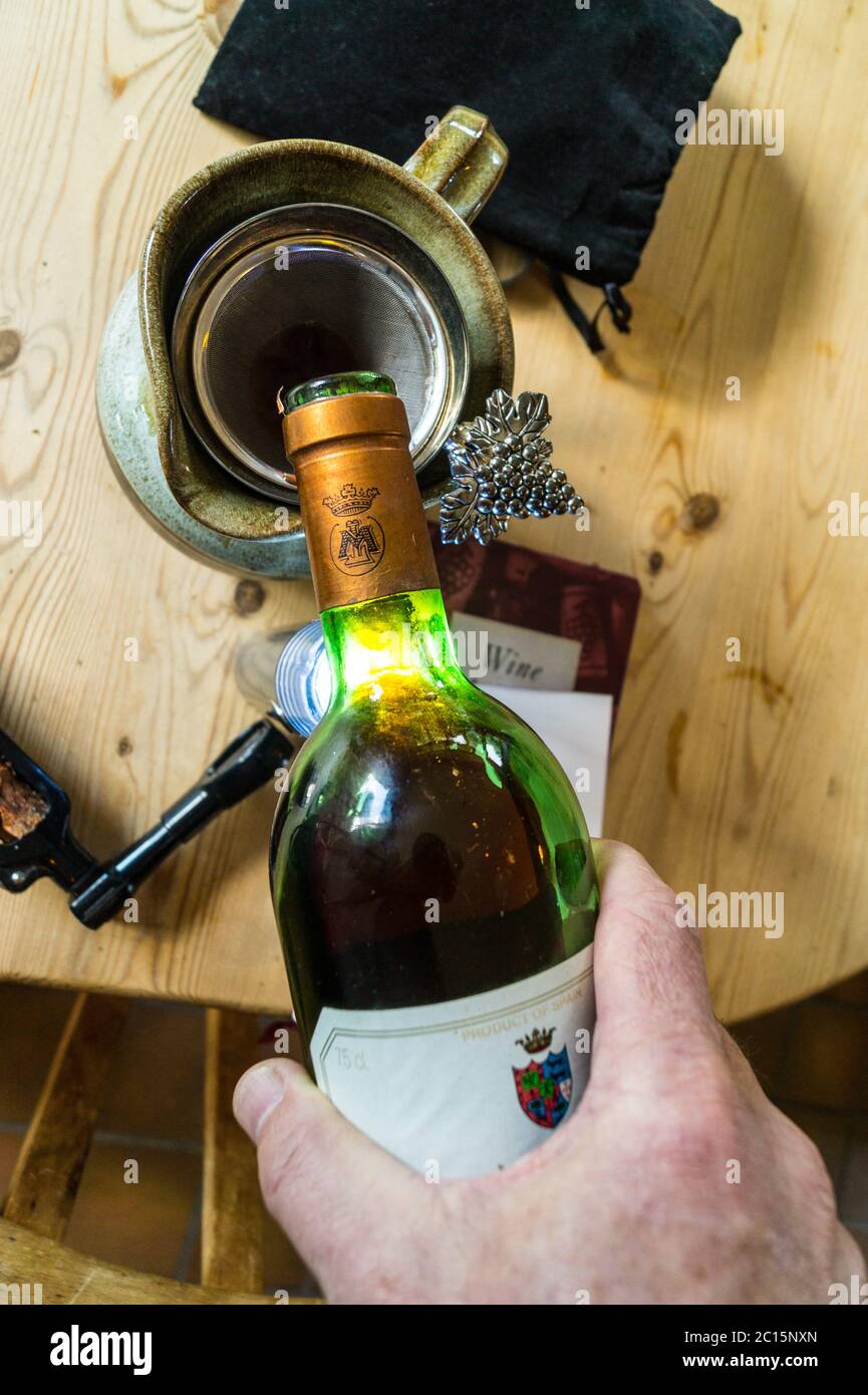 Decanting a bottle of 1970 Marquès de Murrieta Ygay Rioja Spanish red ...