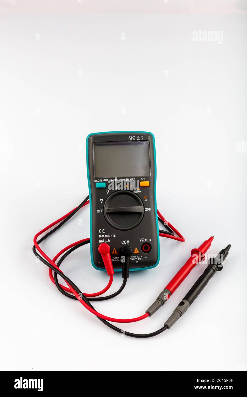 Digital multimeter. Object is isolated on white background without ...
