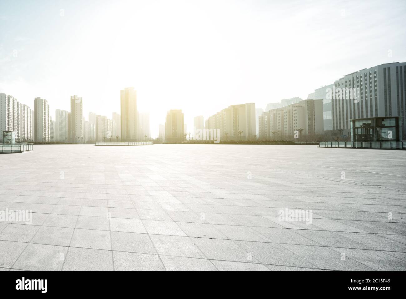 empty floor with cityscape of modern city Stock Photo - Alamy