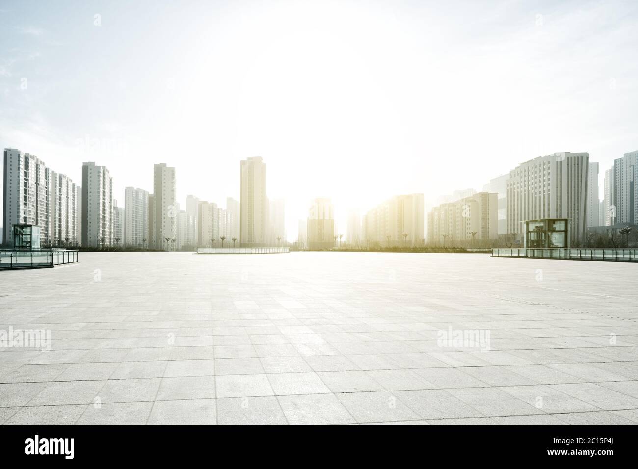 empty floor with cityscape of modern city Stock Photo - Alamy