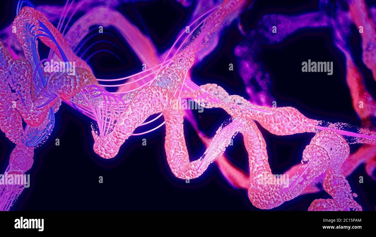 Chain of amino acid or biomolecules called protein - 3d illustration ...