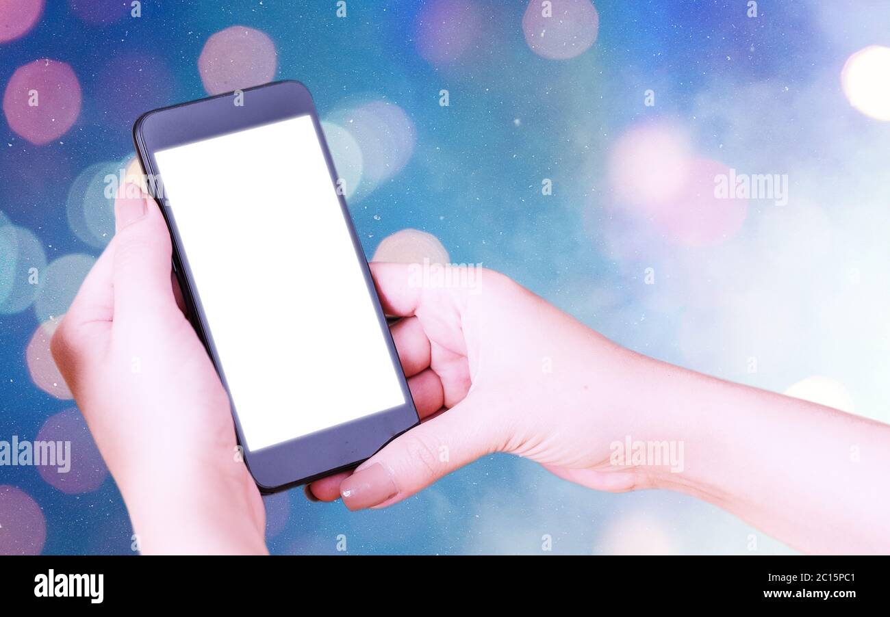 Modern Gadgets With White Display Screen Under Colorful Bokeh ...