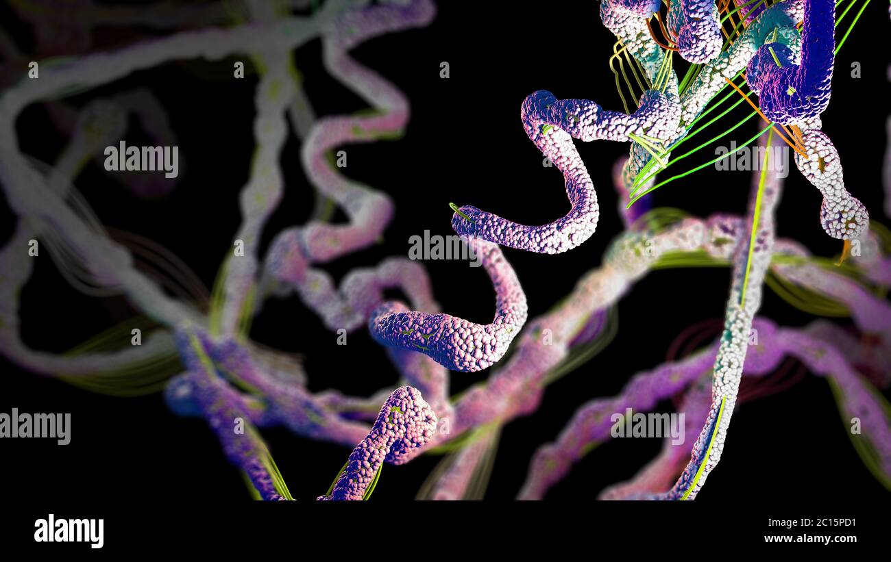 Chain of amino acid or biomolecules called protein - 3d illustration ...