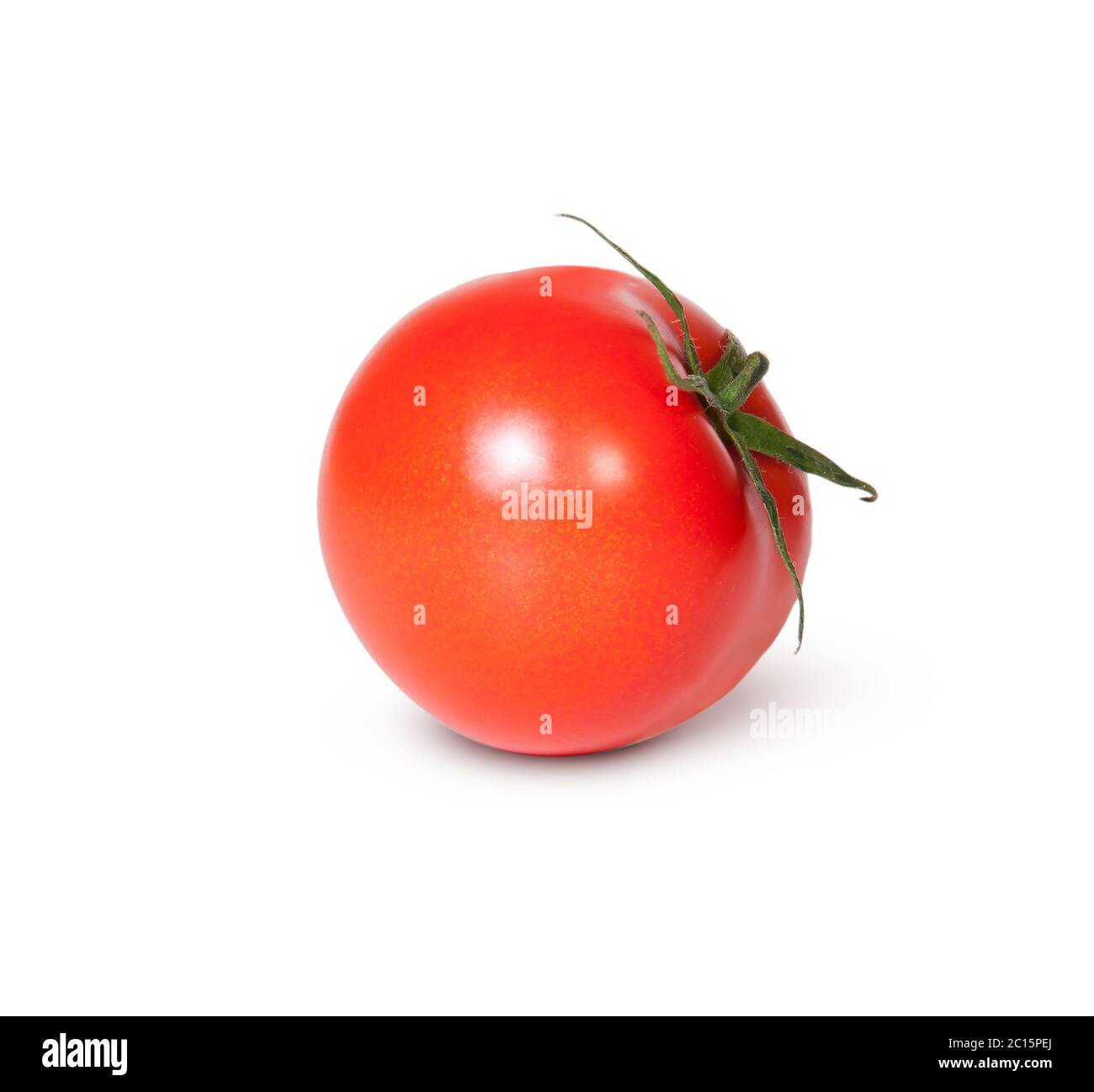Single Fresh Red Tomato With Green Stem Stock Photo - Alamy