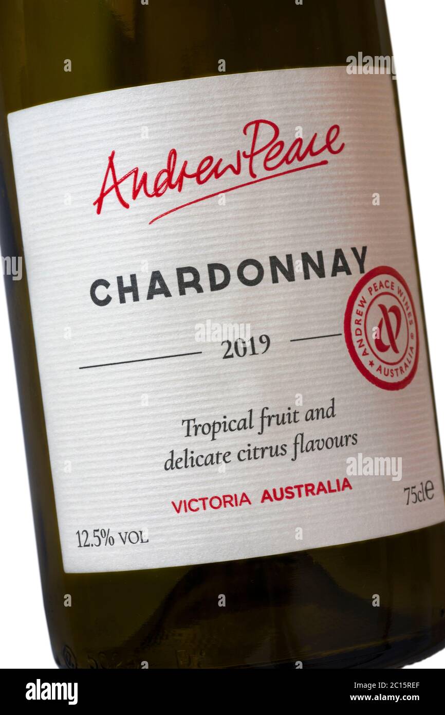 Label on Andrew Peace Chardonnay 2019 tropical fruit and delicate ...