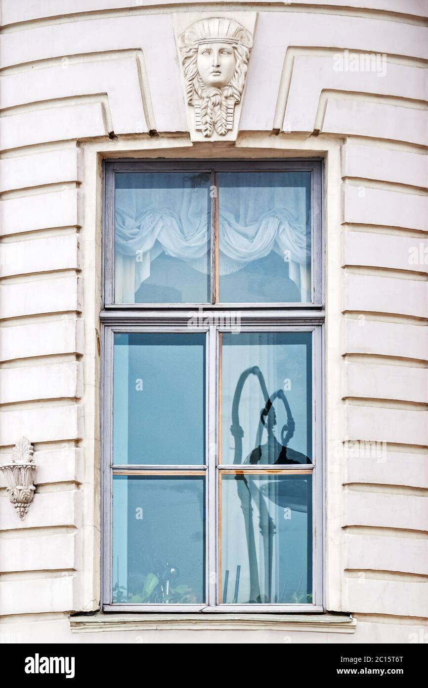 Architectural design of a rectangular window in blue tones, against the ...