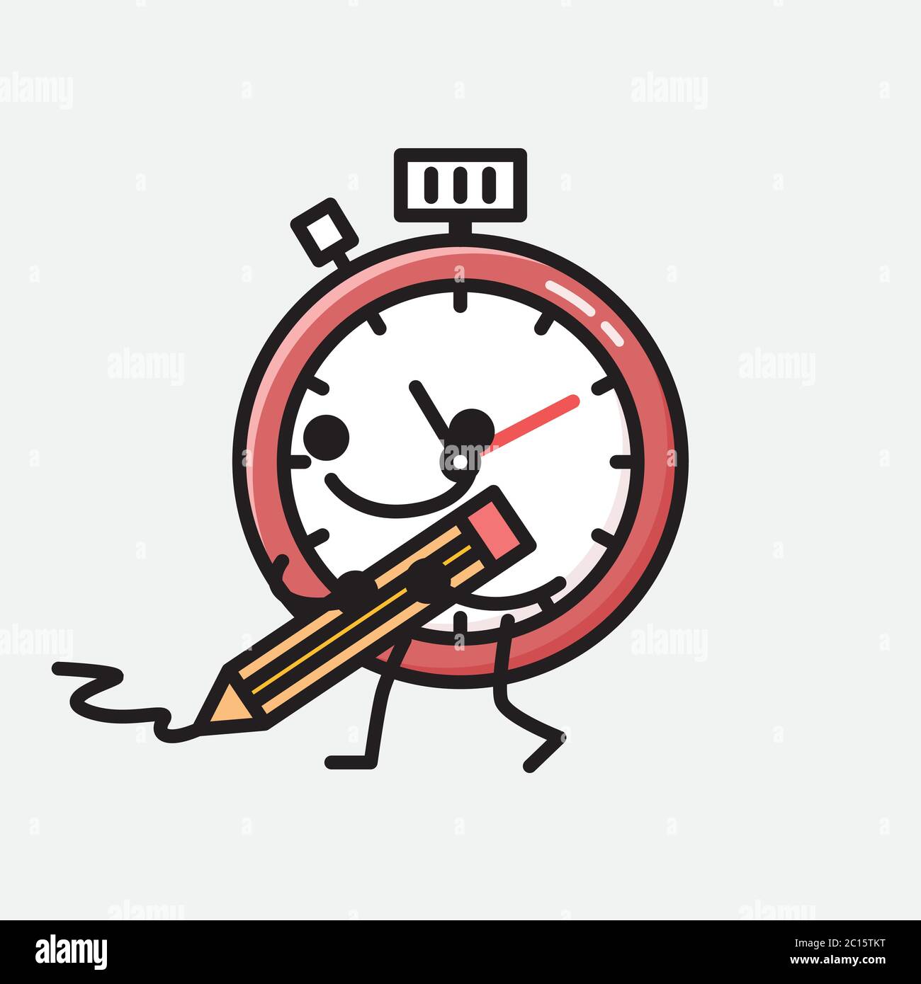 An illustration of Cute Sport Timer Mascot Vector Character in Flat ...
