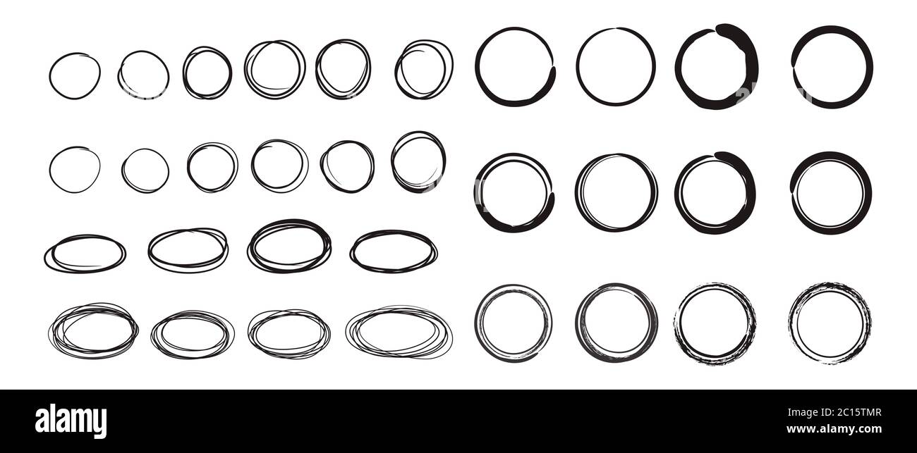 Hand drawn circle and Oval line sketch,vector design Stock Vector Image ...