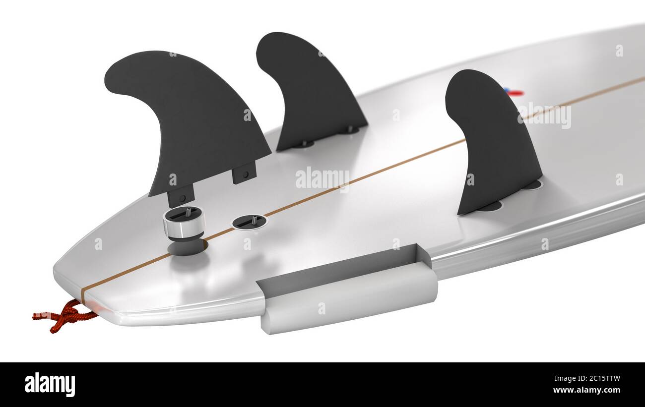 Underside of a surfboard with spots that often need to be repaired ...