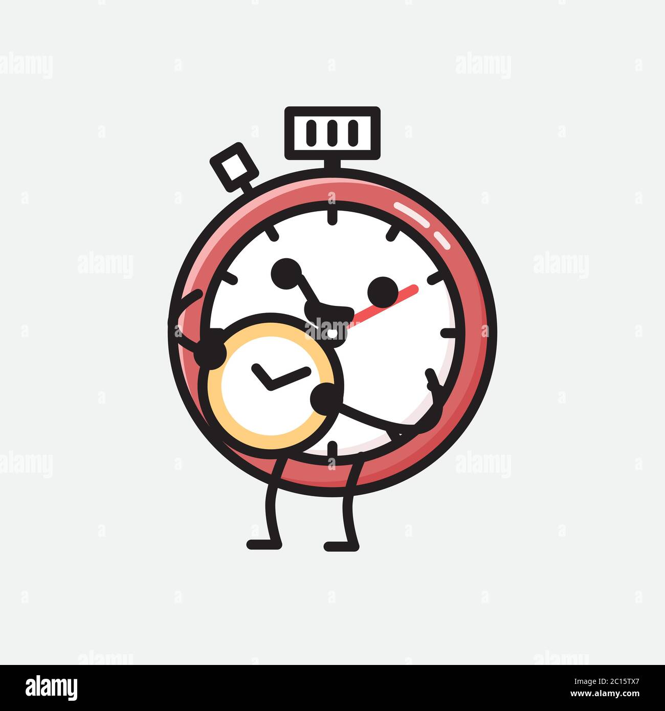 An illustration of Cute Sport Timer Mascot Vector Character in Flat ...