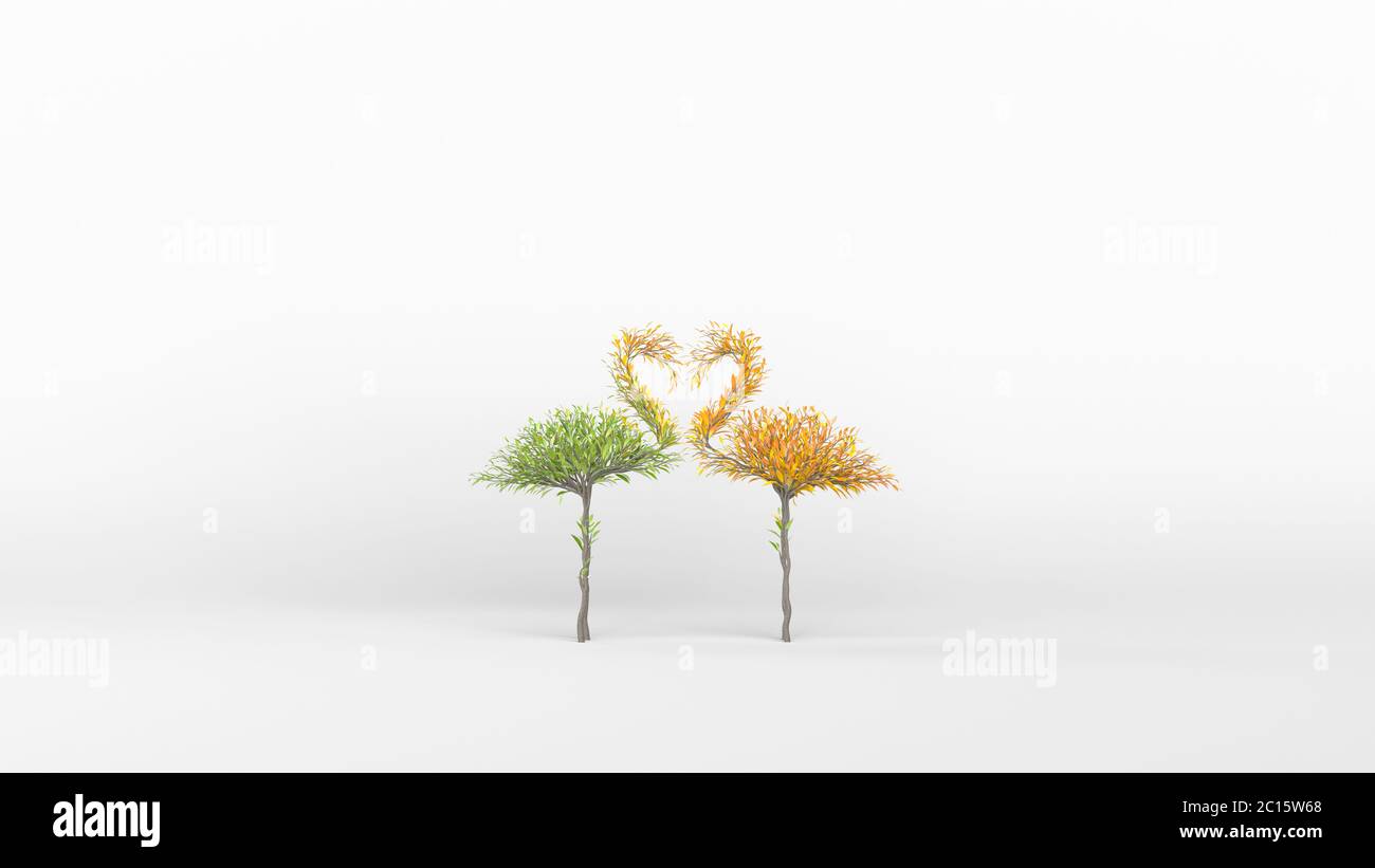 Growing Tree in a shape of a flamingo. Eco Concept. 3D rendering Stock ...