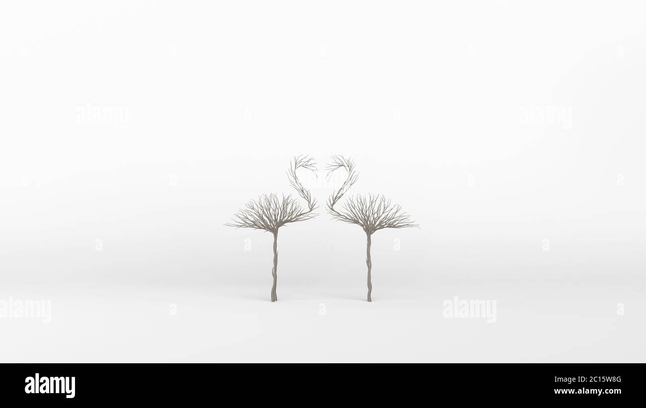 Growing Tree in a shape of a flamingo. Eco Concept. 3D rendering Stock ...
