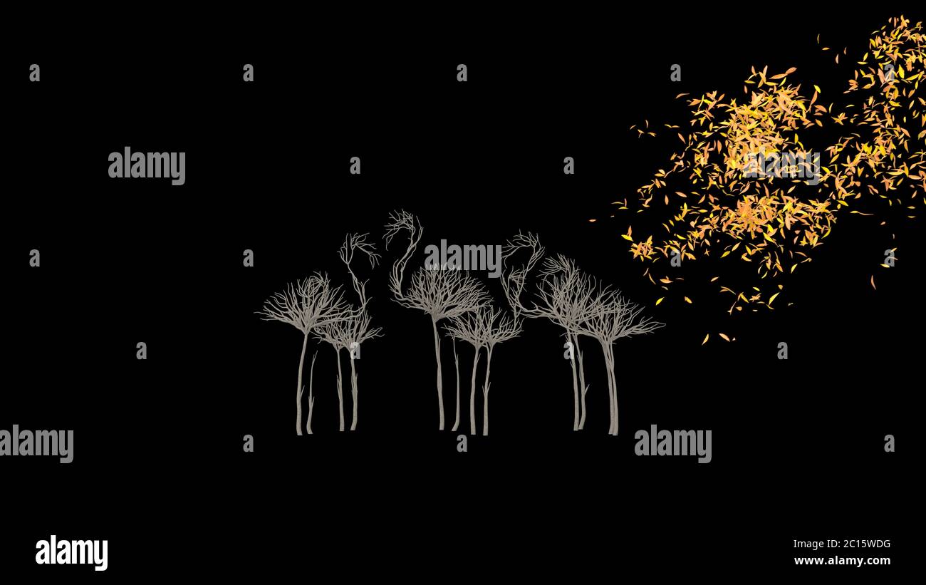 Growing Tree in a shape of a flamingo. Eco Concept. 3D rendering Stock ...