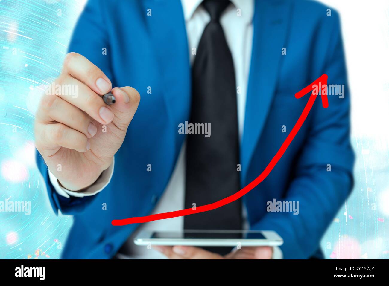 Digital Arrowhead Curve Rising Upward Denoting Growth Development ...