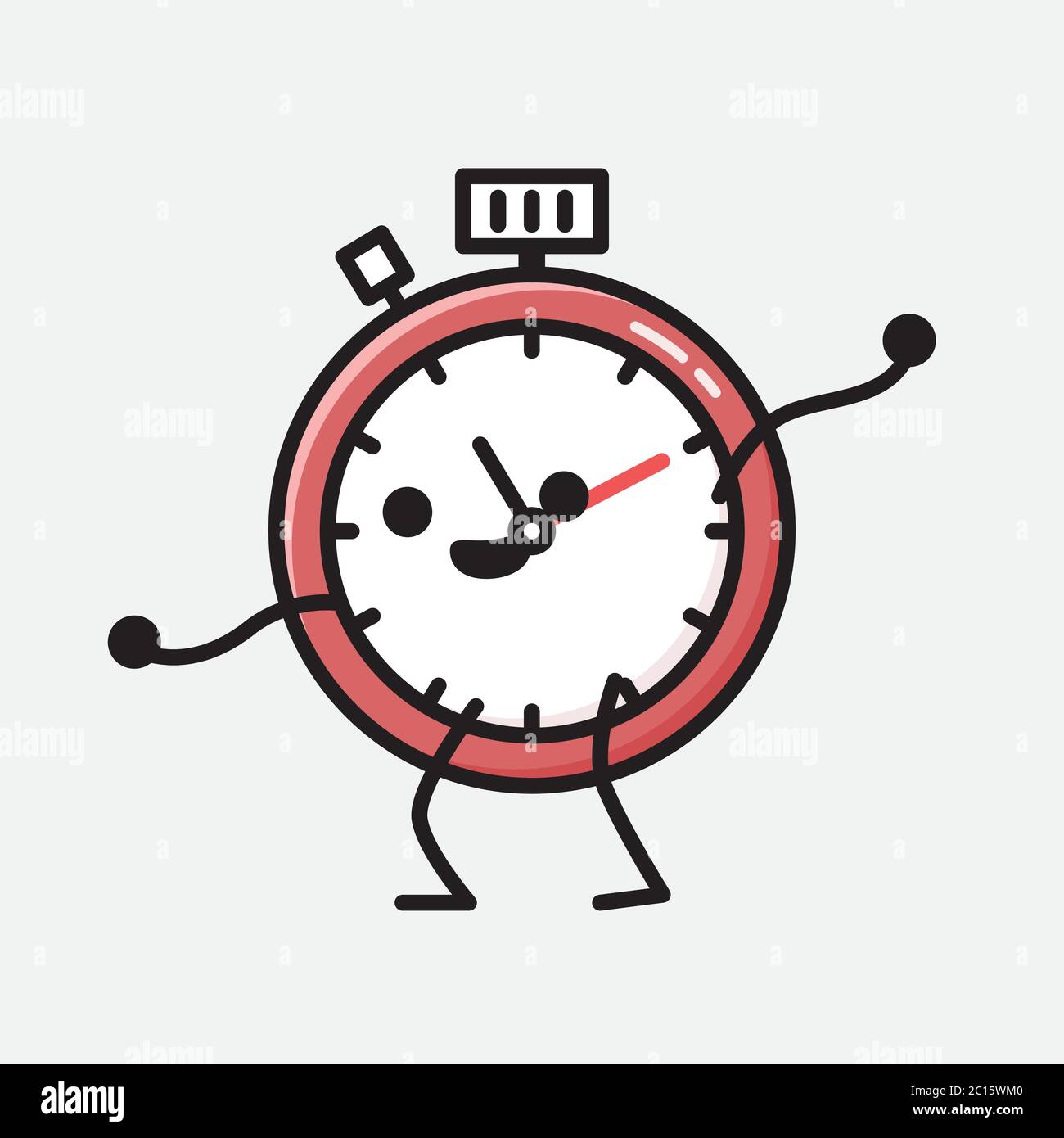 An illustration of Cute Sport Timer Mascot Vector Character in Flat ...