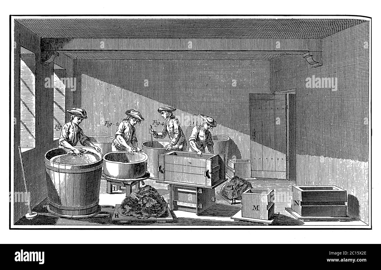 Antique illustration of pots made of damp clay, molded inside great ...