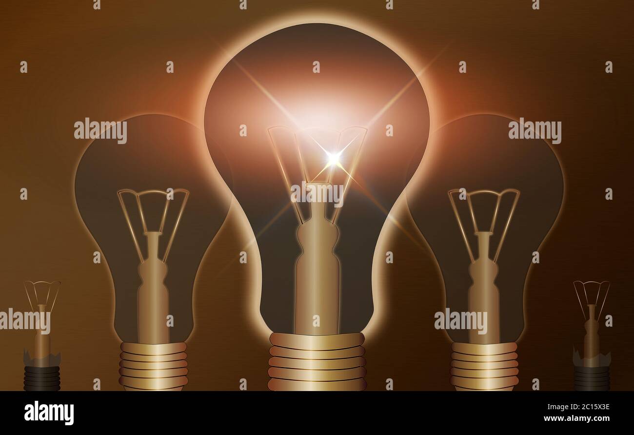 Realistic Colored Vintage Light Bulbs, Idea Sign Solution Thinking ...