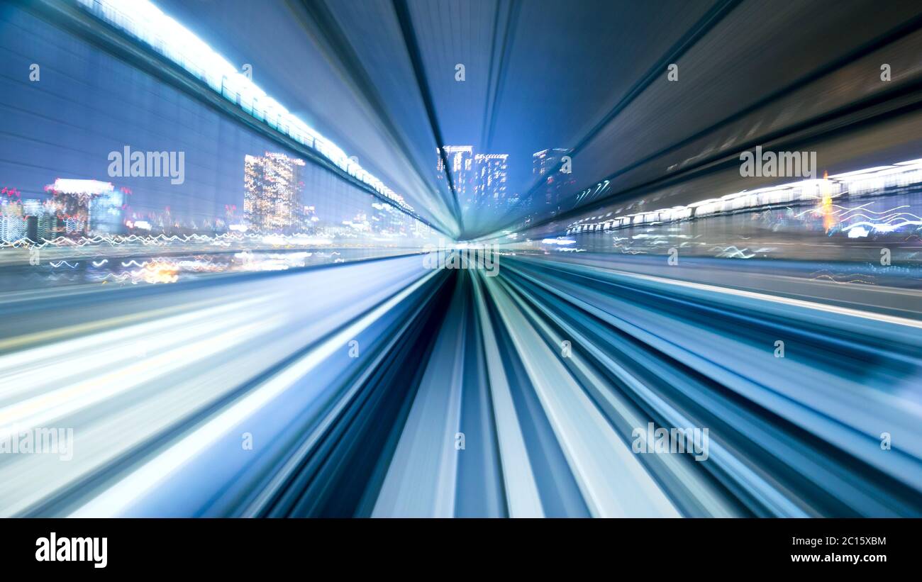 rail track and cityscape of tokyo from speed train Stock Photo - Alamy