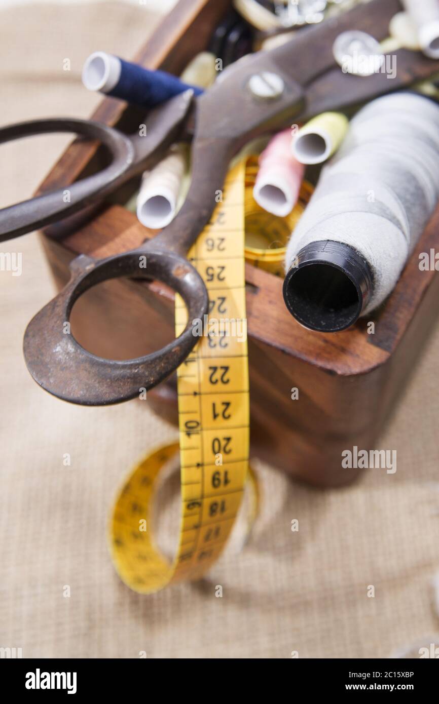 Tailor tools couture hi-res stock photography and images - Alamy