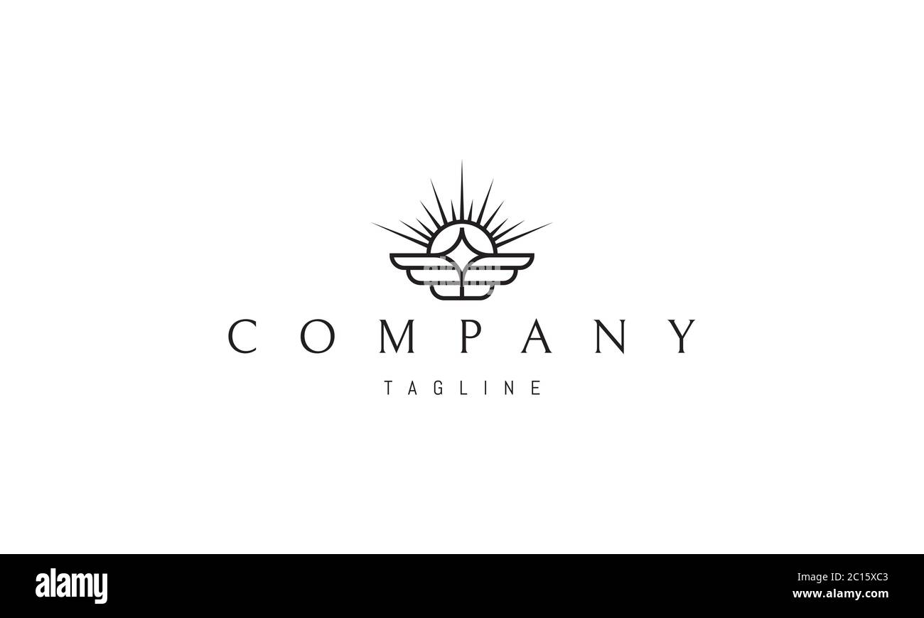 Vector logo on which an abstract image of the wings and the rising sun ...