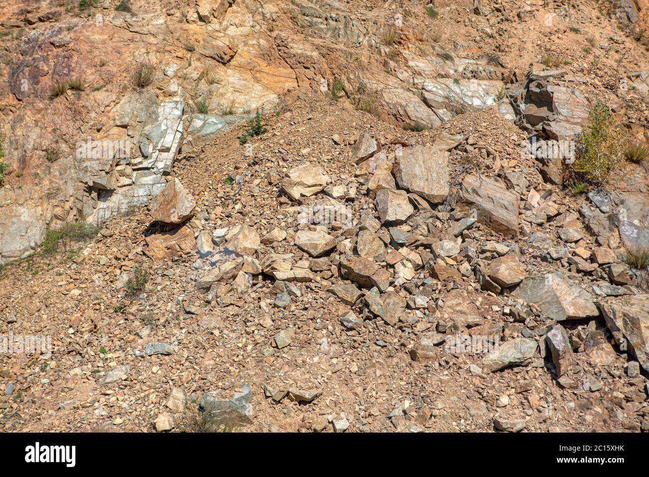 fallen rocks after an earthquake in the mountain Stock Photo - Alamy