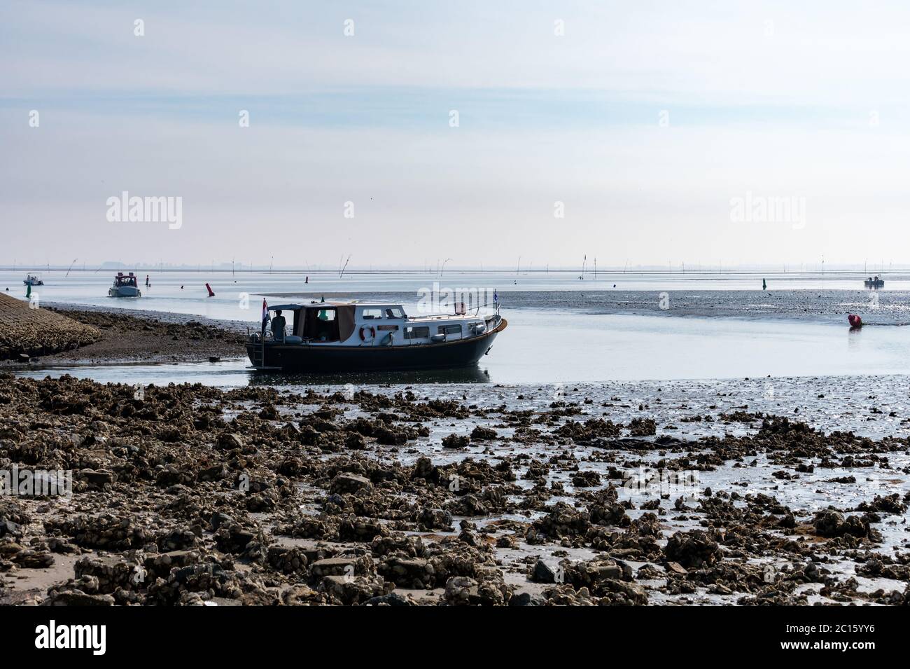 Coastline in zeeuwse village Yerseke with famous oysters and mussels ...