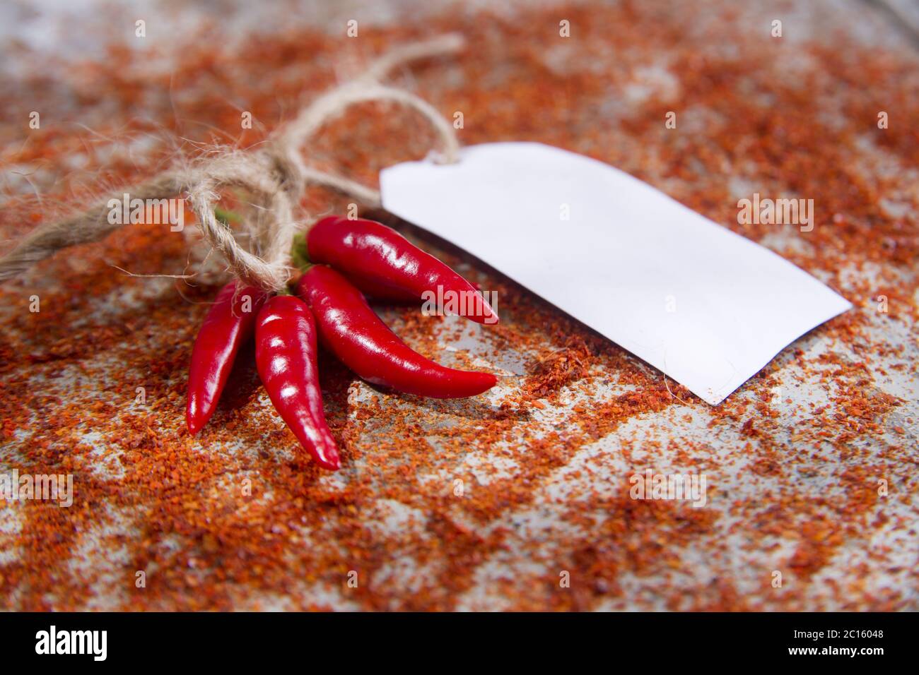 Chili with ticket Stock Photo - Alamy