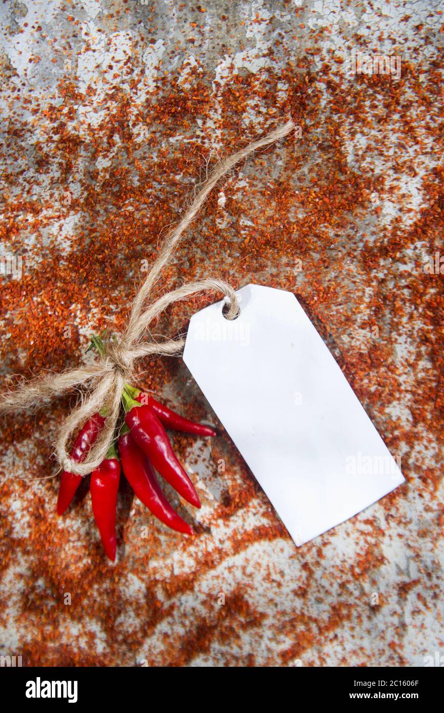 Chili with ticket Stock Photo - Alamy