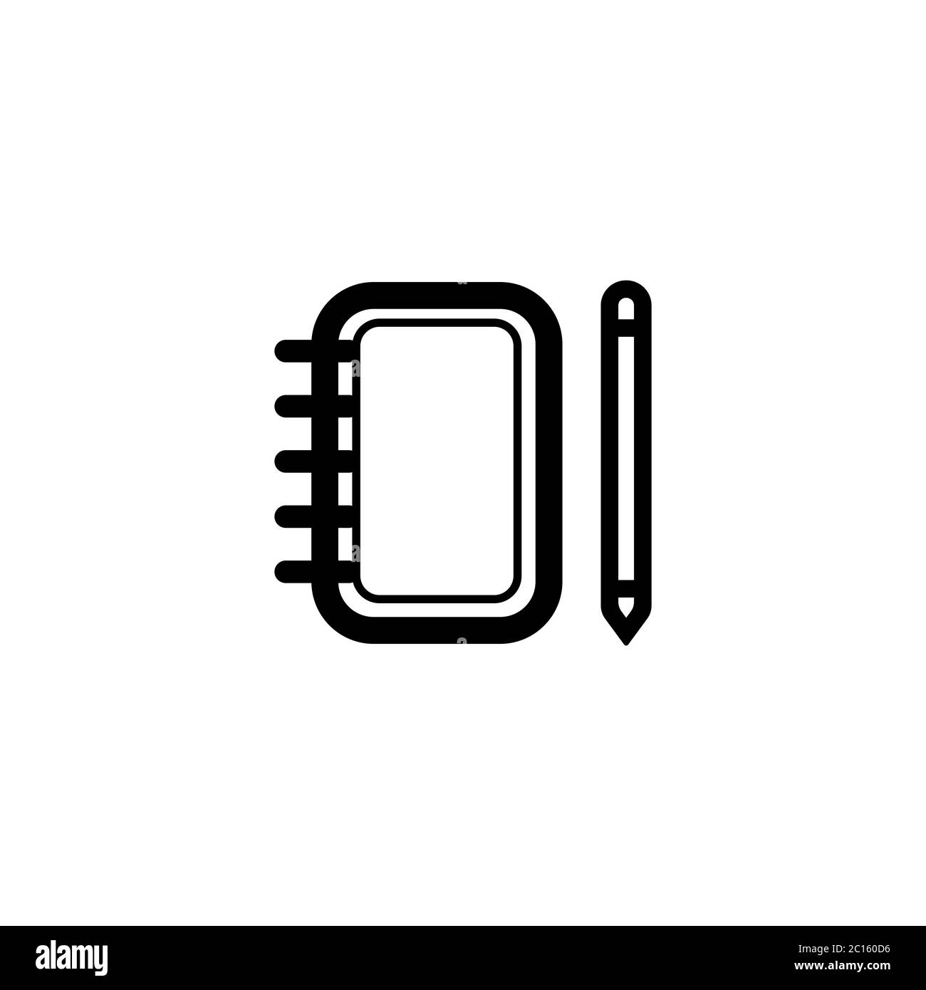 Notebook pencil icon line. Vector on isolated white background. Eps 10 ...