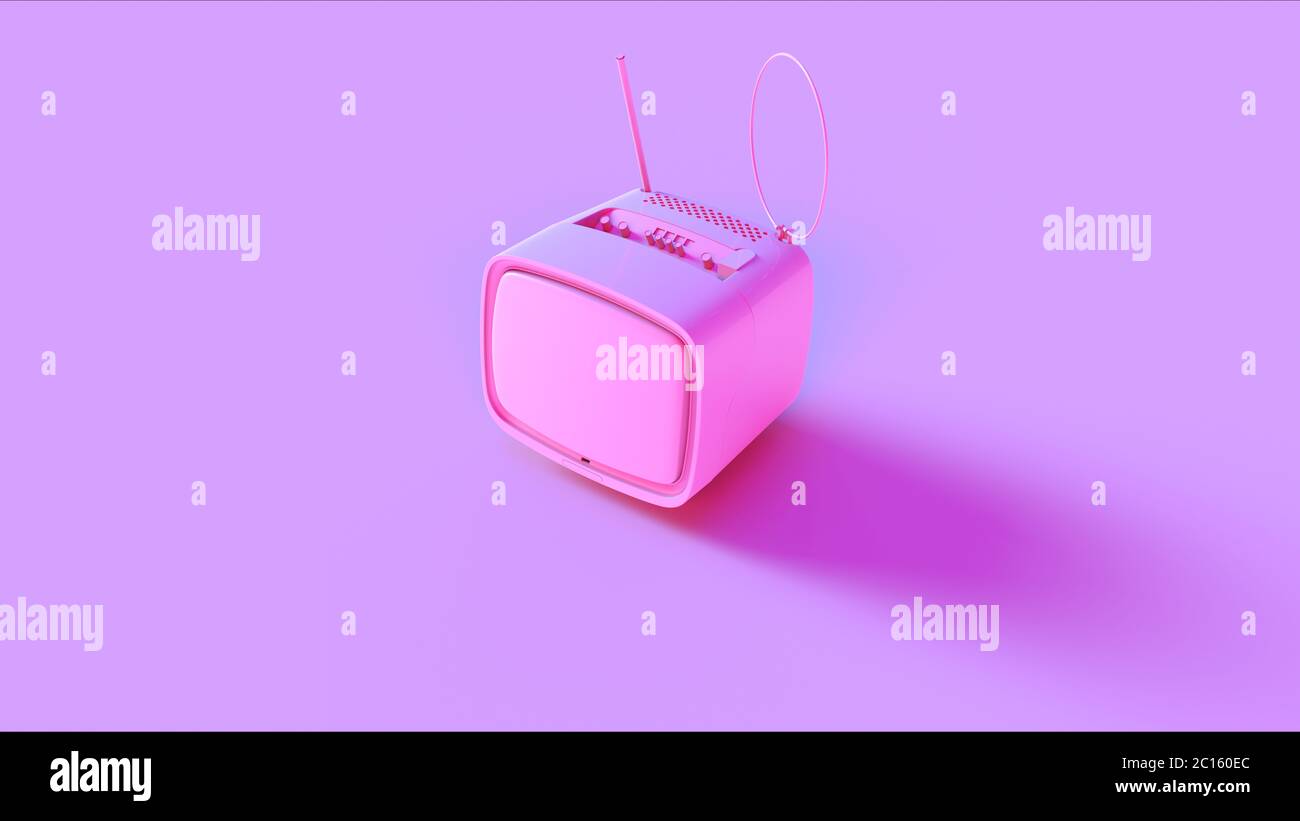 Pink Vintage Retro Television Set with Round Ariel 3d illustration 3d ...
