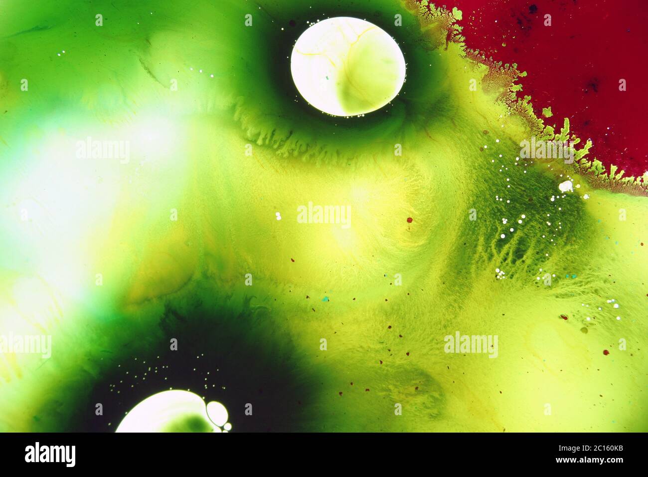 Colored liquids mixed together in fluid creating colorful abstract ...