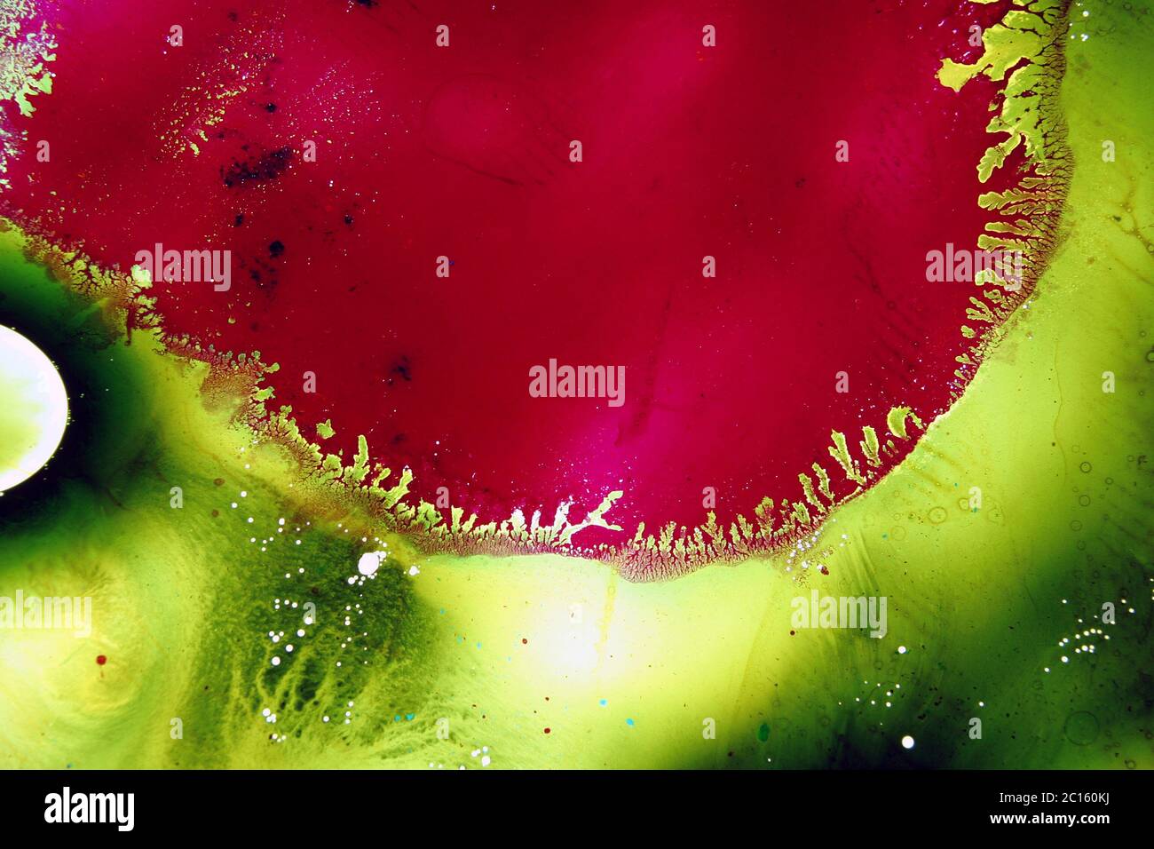 Colored liquids mixed together in fluid creating colorful abstract ...