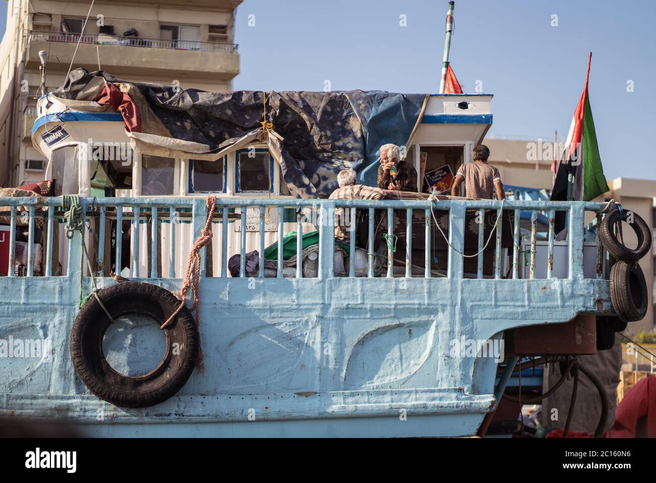 Dubai / United Arab Emirates - February 1, 2020: migrant workers ...