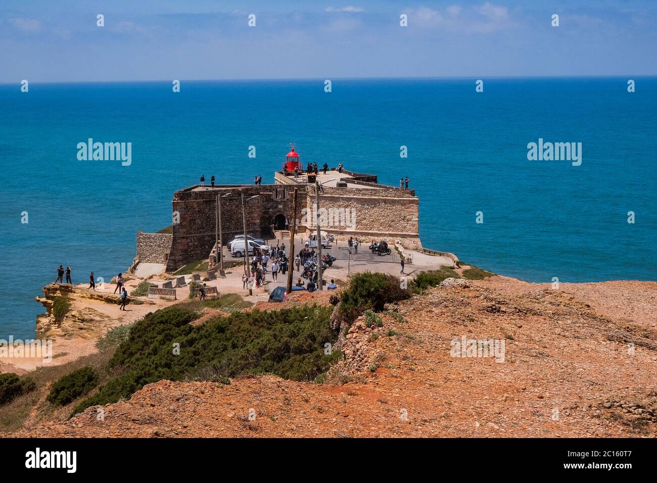 Aerial View - Summer Day at Nazaré Beach - Golden Sand and Beautiful ...