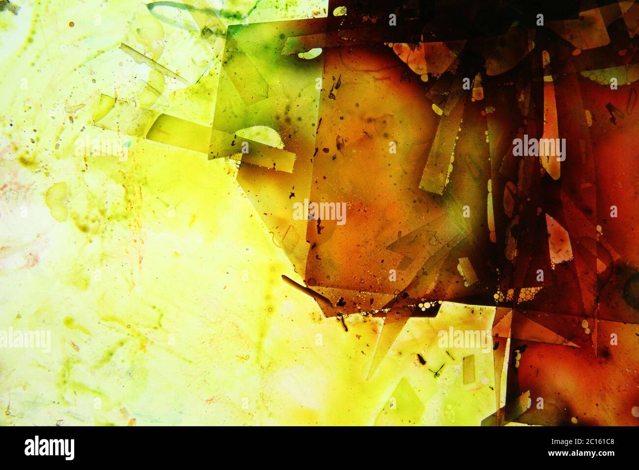 Colored liquids mixed together in fluid creating colorful abstract ...