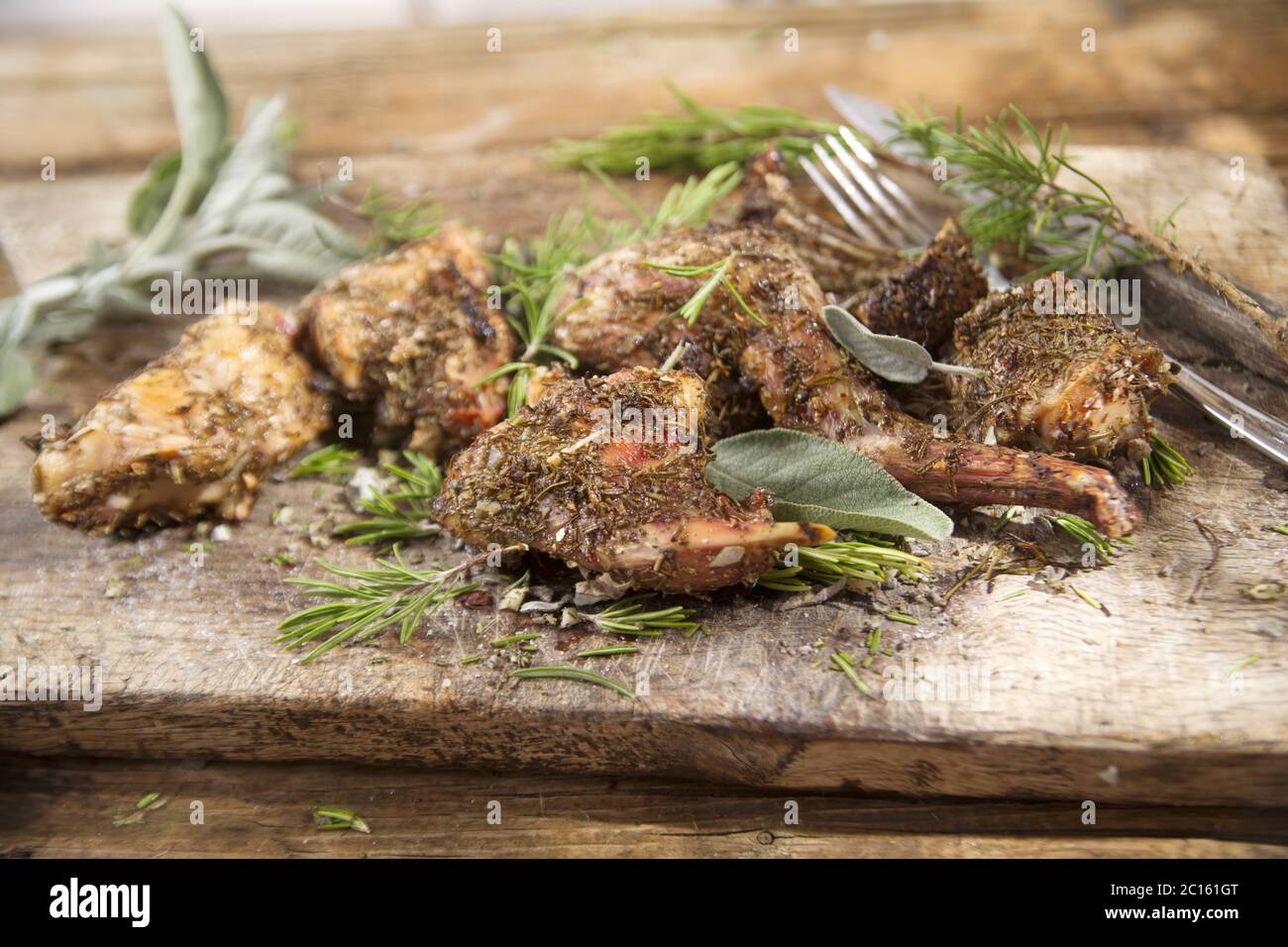 Roast Rabbit portions Stock Photo - Alamy