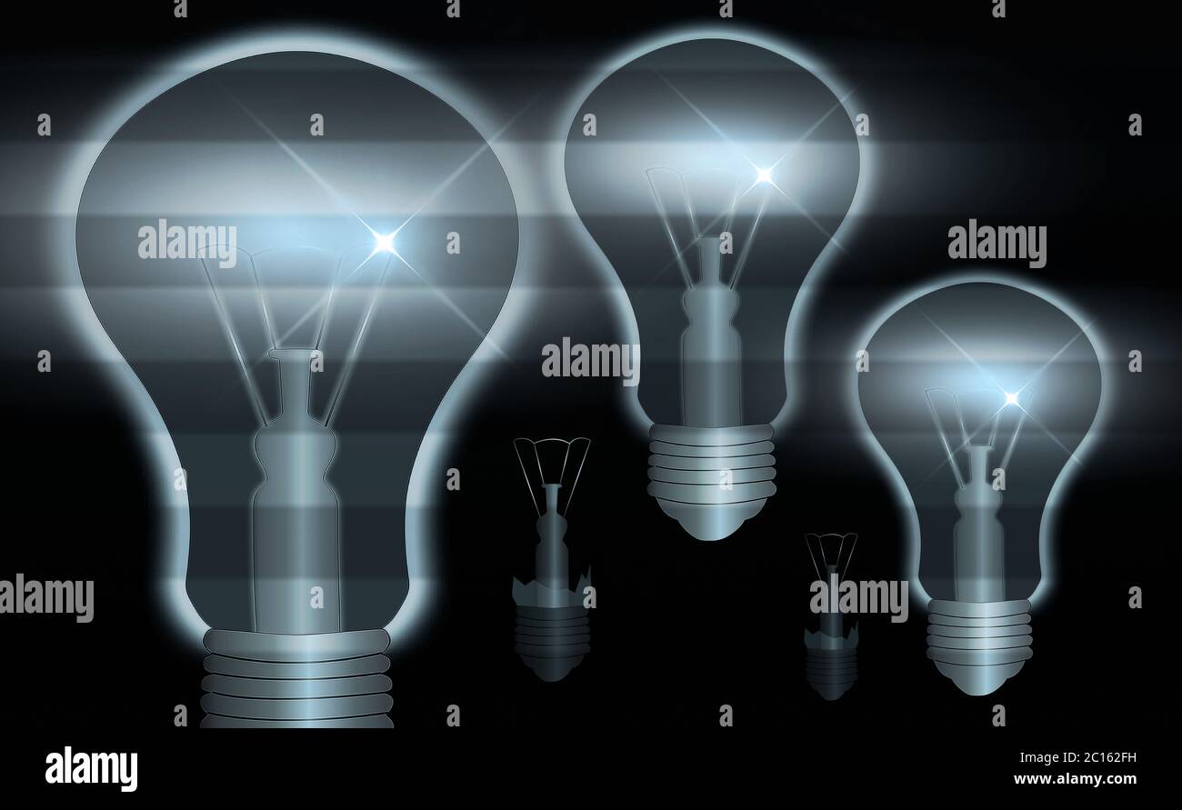 Realistic Colored Vintage Light Bulbs, Idea Sign Solution Thinking ...