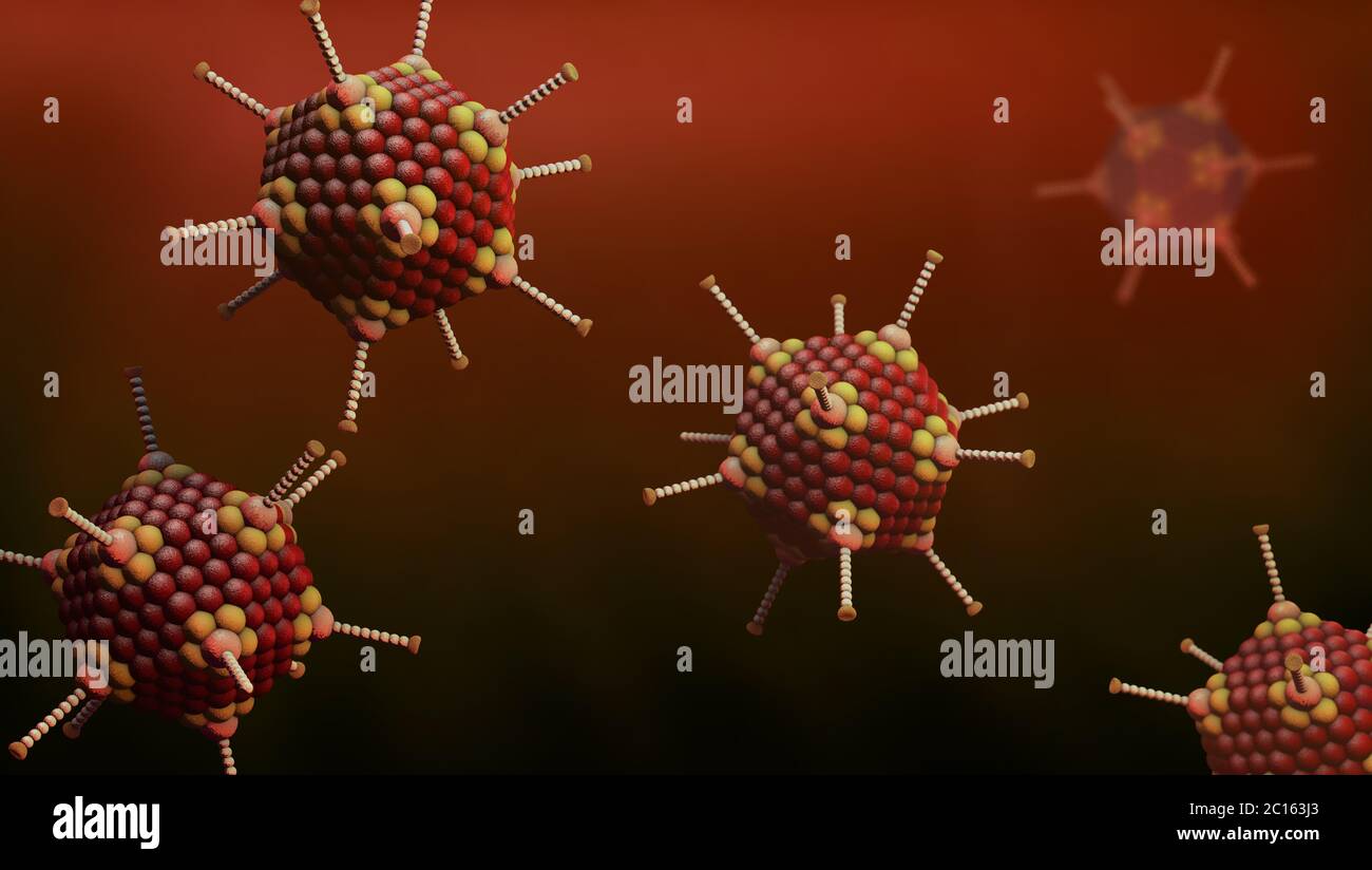 Virus cells of the adenovirus family in icosahedral shape - 3d ...