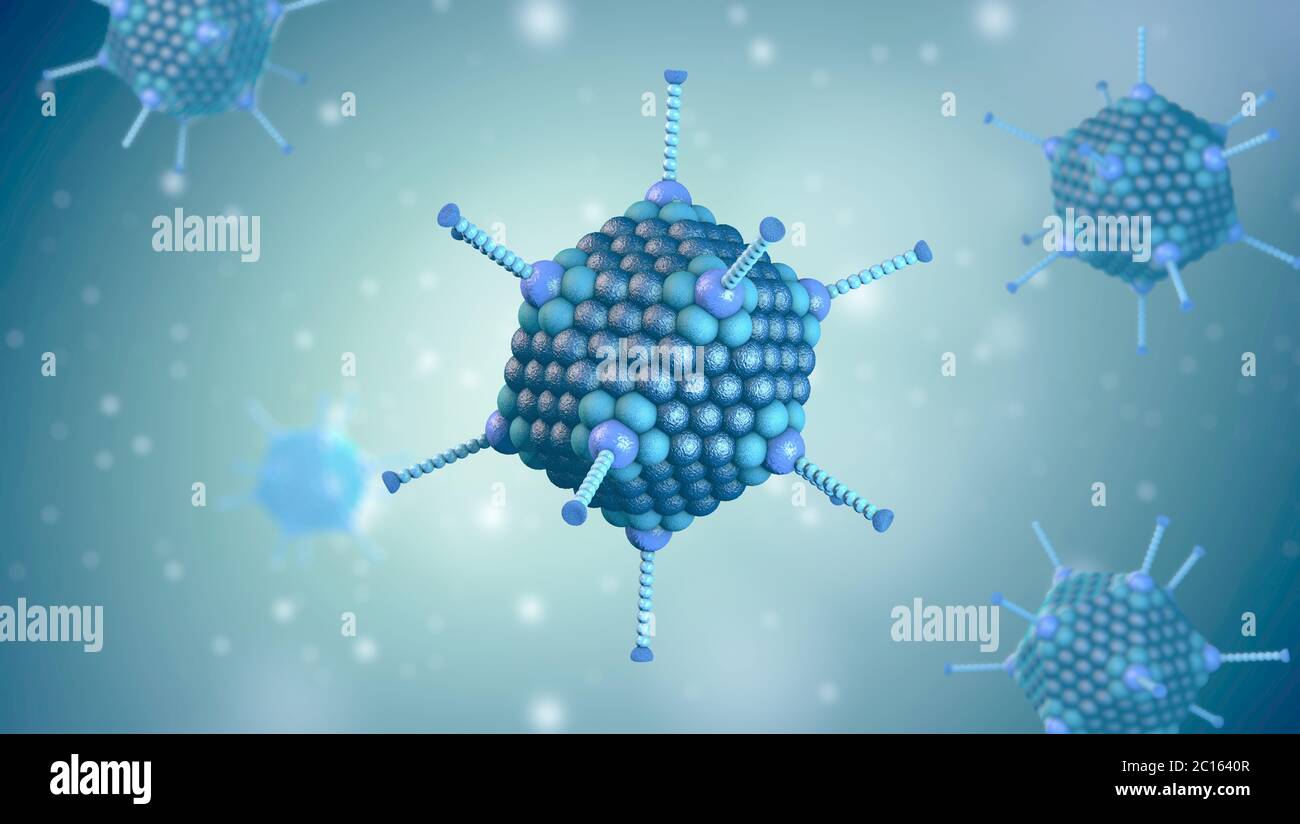 Virus cells of the adenovirus family in icosahedral shape - 3d ...