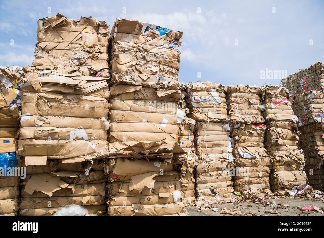 Recycled carton and paper packed Stock Photo - Alamy