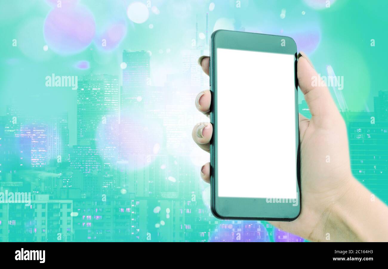 Modern Gadgets With White Display Screen Under Colorful Bokeh ...
