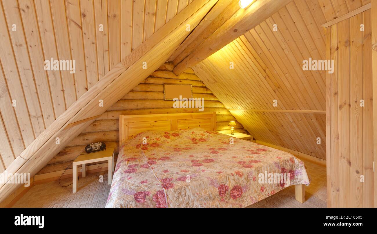 bedroom with a big bed Stock Photo - Alamy